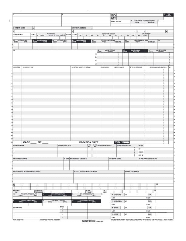 UB-04 / CMS-1450 HCFA Forms